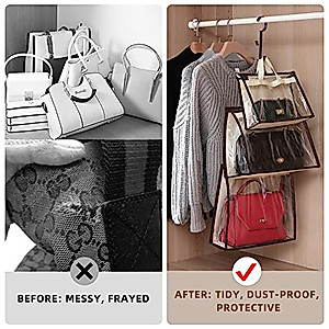 AxPower 8 Pack Handbag Storage Organizer Purse Clear Dust Cover Bag for Closet with Zipper and Handle, 4 Sizes