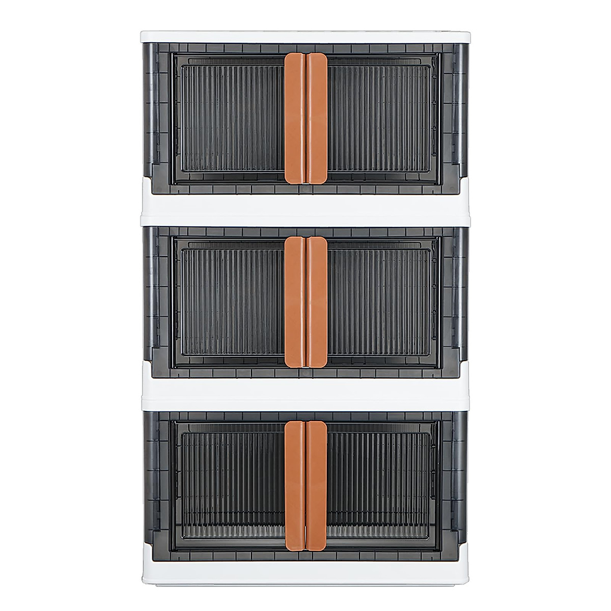 Ezee Space Stackable Storage Bins with Wheels - (3-Pack) - Stackable Storage Drawers - (19-Gal) - Collapsible storage bins with lids - Multifunctional Foldable storage boxes with doors