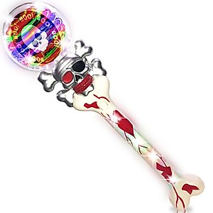 ArtCreativity Light Up Spinning Skull Wand, 14 Inch LED Spin Toy for Kids, Batteries Included, Great Halloween Toy for kids Gift Idea for Boys and Girls, Pirate Birthday Party Favor, Carnival Prize