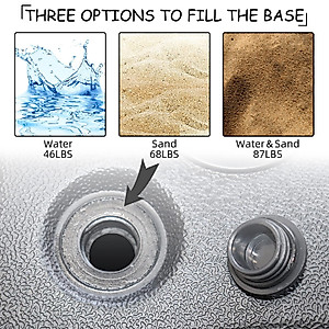 SUNLAX Patio Umbrella Base Outdoor Market Table Umbrella Stand Weight, Water Self-Filled Black Square…