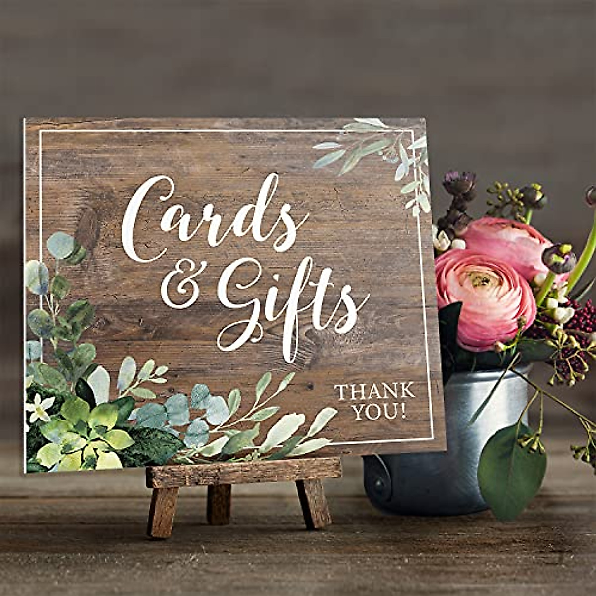 Greenery Cards And Gifts Sign / 9" x 8" Rustic Wedding Sign/Lush Greenery Table Top Sign/Made In The USA
