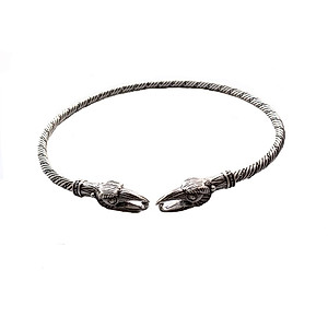 LANSEIS viking raven necklacet ravenHead Fenrir Torc Neck Ring Ragnar Handmade Heavy Twisted Brass Wire Pagan Norse