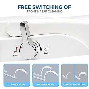 GenieBidet [ELONGATED] Bidet Attachment for Toilet Seat | Fits Your Current Toilet Seat - No Wiring & Easy Install | Self Cleaning Dual Nozzles, Rear & Feminine Cleaning | Travel Bidet Gift Included