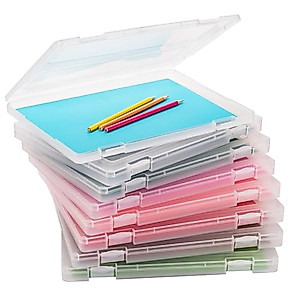 Udefineit 8PCS Clear A4 File Portable Project Case, 12.6x9.5in Plastic Scrapbook Paper Storage File Box, Plastic Document Case Office A4 Paper Storage Container Magazine Photo Protector File Holder