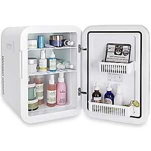 Cooluli 20L Mini Fridge For Bedroom - Car, Office Desk & College Dorm Room - Glass Front & Digital Temperature Control - 12v Small Refrigerator for Food, Drinks, Skin Care, Beauty & Breast Milk (Blue)