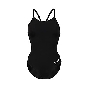 Arena Women's Standard Team Swimsuit Light Drop Solid Fl, Black-White, 36