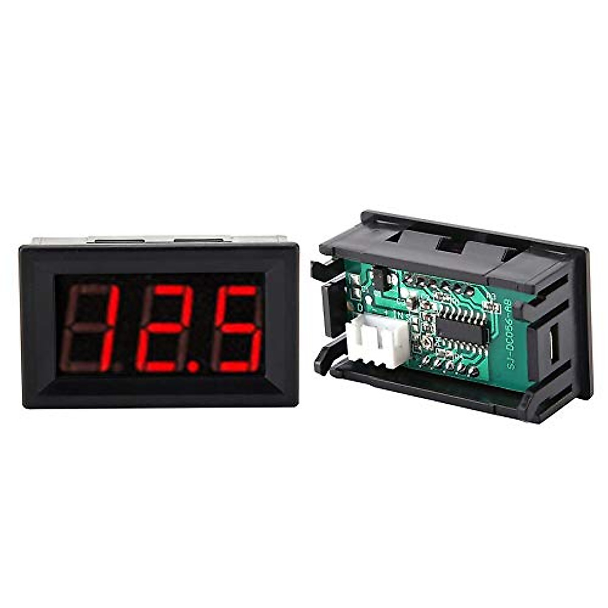 Digital Voltmeter, 3 Wire LED Panel Digital Display Voltage Meter with Reverse Protection DC 0-100V Red Blue Green Yellow(Red)