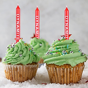 12 Pieces TNT Themed Birthday Candles Dynamite Birthday Candles TNT Cake Toppers for Cake Decoration Video Game Party Graduation Celebration and Daily Use