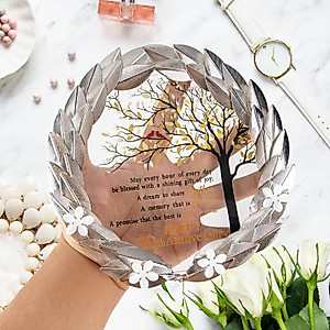 10 Year Tin Anniversary Wedding Gifts Crystal Plate with Gold Leaf Wreath - 10th Anniversary Wedding Gifts for Parents Couple - 10th Wedding Anniversary Unique Gift Ideas - Cardinal Style