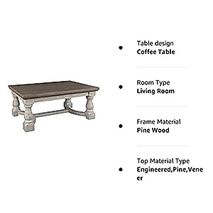 Signature Design by Ashley Havalance Farmhouse Rectangular Coffee Table, Gray & White with Weathered Finish