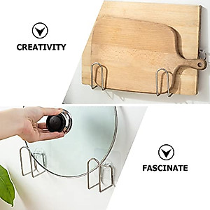 Hemoton 8 Pcs Wall Mounted Pot Lids Holder Wall Door Mounted Pan Lid Cover Hanger Rack Kitchen Utensil Cutting Board Organizer for Home and Kitchen Use