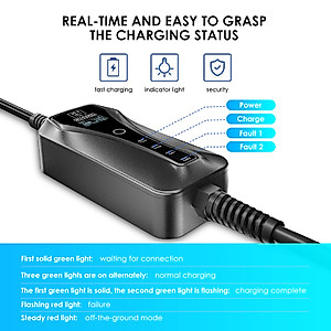 EVJUICION Level 1-2 EV Charger, 110-240V 6-16Amp Adjustable Current Electric Vehicle Charger, 16Ft Cable Universal EV Car Charger NEMA 6-20 Plug with NEMA 5-15 Adapter for J1772 Electric Cars