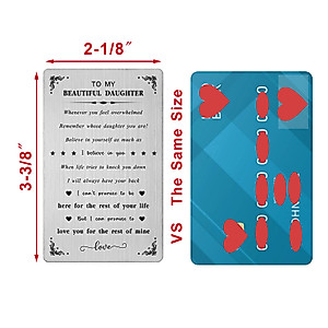 Suoegigs Daughter Wallet Card, I Love You Daughter Gifts, Unique Daughter Birthday Card, To My Beautiful Daughter Wallet Insert, Inspirational Gifts for Teen Girls, Graduation, Wedding,Christmas