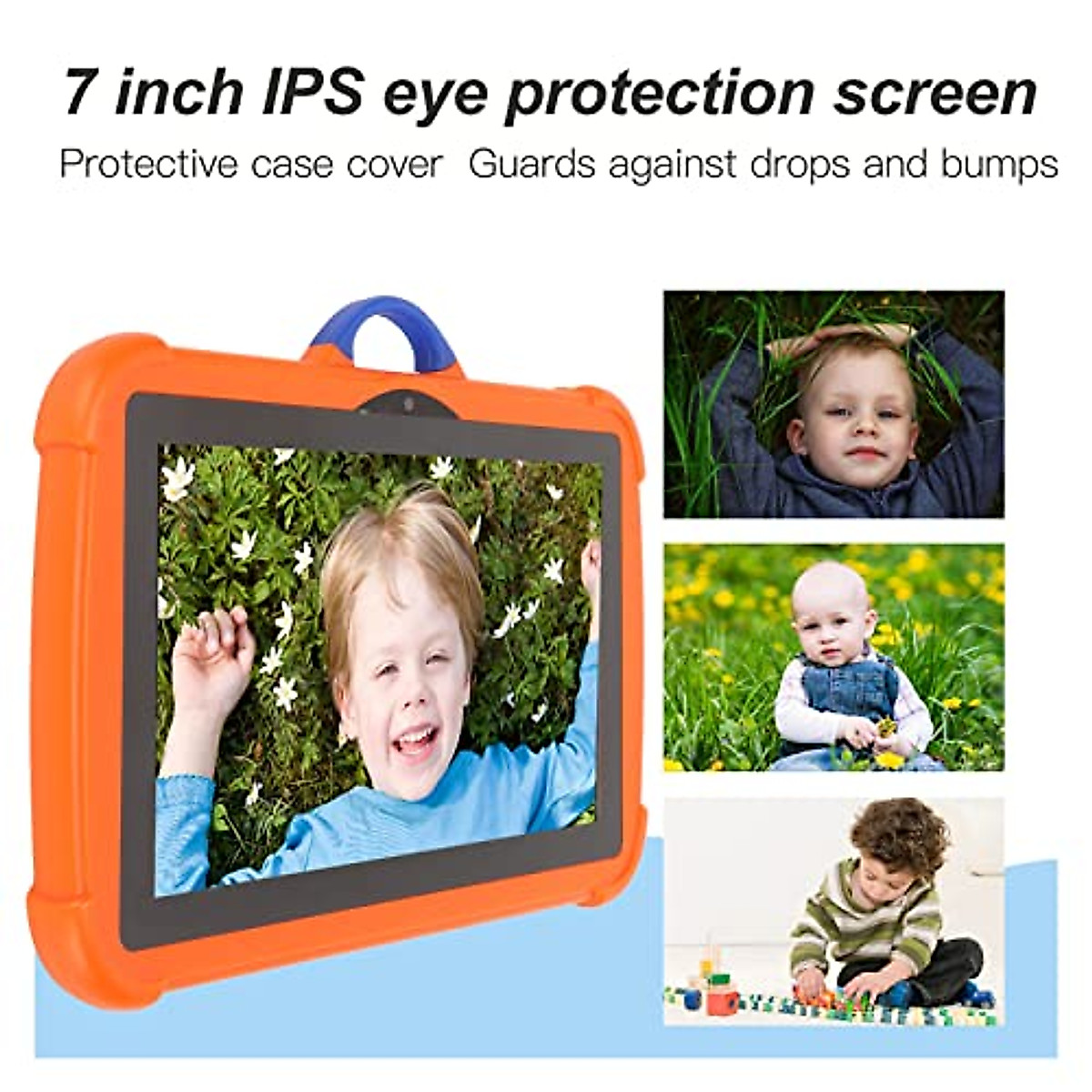 7 Inch Tablet, 1GB RAM 8GB ROM IPS HD Screen Kids Tablet with Stand for Travel (US Plug)