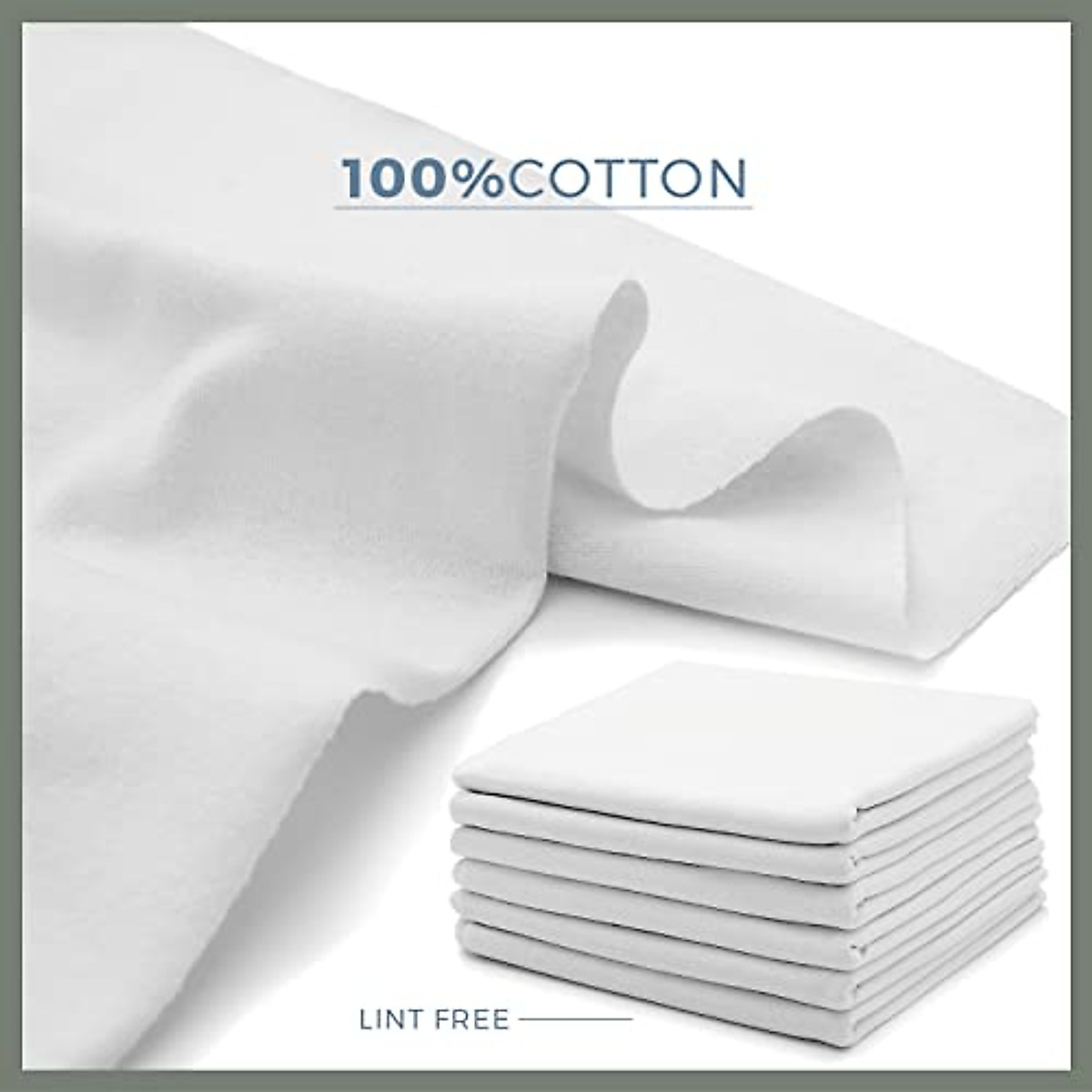 VALENGO Lint Free 100% Cotton New Rags for Dust Cleaning, Soft Tshirt Rags for Cast Iron, Staining Wood, Shoe Polish Cloth Bag, 17”x17”- (7 Pack)