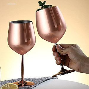 DEAYOU 2 Pack Stainless Steel Wine Glass, 17 Oz Rose Gold Steel Wine Goblet for Champagne, Indoor Outdoor, Party