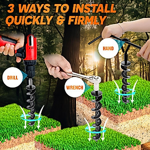 [Premium] 4 Pack Ground Anchors with Power Nut Driver Drill Bit, Ground Anchors Screw in, Swing Set Anchors, Trampoline Anchors High Wind Heavy Duty for Camping Tents, Car Ports, Swing Sets, Canopies