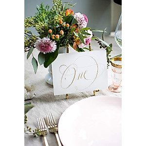 Weekend Paper Co. ™ Script Gold Wedding Table Numbers, Single-sided 4x6 Calligraphy Design, Numbers 1-25, Landscape format for Your Wedding, Reception, Anniversary, Birthday Party, or Any Celebration!