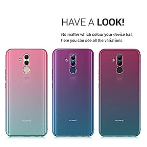 kwmobile Case Compatible with Huawei Mate 20 Lite - Case Transparent Gradient Phone Cover - Bicolor Dark Pink/Blue/Transparent