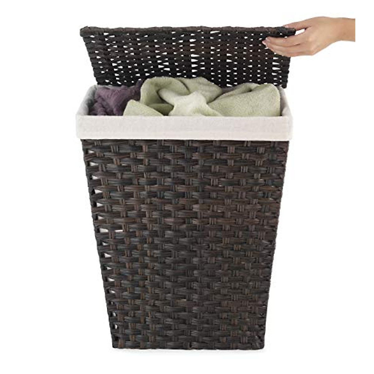 Whitmor Rattique Laundry Hamper with Lid and Removable Liner - Espresso