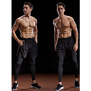 NELEUS Men's 7" Workout Running Shorts with Pockets,6056,3 Pack,Black/Grey/Navy Blue,L,EU XL