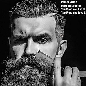 Zertone Straight Razors for Men Natural Wood Scale with 20 Double Edge Blades - Professional and Close Shaving Straight Edge Razor- Manual Shaver, Barber Razor Blade (Aluminum)