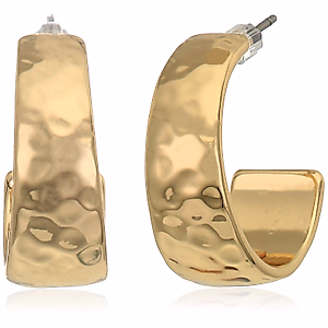 NINE WEST Women's Classics Women's Polished Gold Tone Hoop Earrings