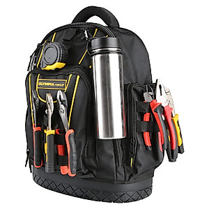Olympia Tools Tool Backpack, Moulded Waterproof Base, Padded Shoulder Straps, Breathable Padded Back for Comfort