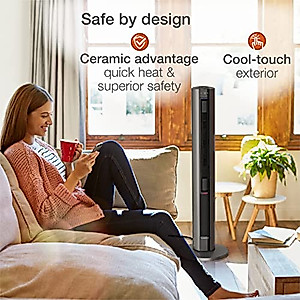 Lasko Portable Fan & Heater All Season Comfort Control Tower Fan and Space Heater in One with Remote Control, Black, FH515,Large