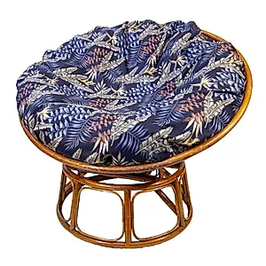 Papasan Cushion Cover, Skin-Friendly-Soft Printed Microfiber Fabric, Machine Washable Zippered Papasan Chair Cushion Slipcover Only (Black Leaves, 50 in)