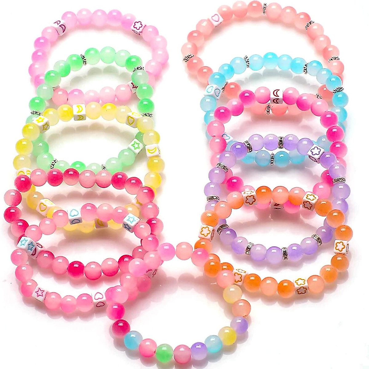 1800pcs 6MM Glass Beads for Jewelry Making, 28 Colors Crystal Bracelet Making Glass Bead Round DIY Craft Beads with Elastic Thread for Earrings Necklace Bracelet Making (6MM-28 Gradient Colors)