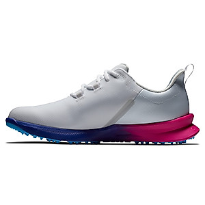 FootJoy Men's FJ Fuel Sport Golf Shoe, White/Blue/Pink, 12