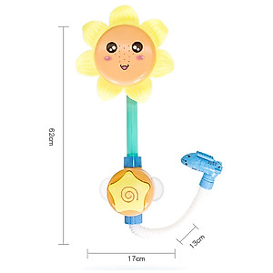 Toddmomy Sunflower Sprinkler Bath Toy Sunflower Water Squirt Shower Faucet Baby Bath Shower Head Electric Shower Bath Sprinkler for Kids Infants Girls Boys