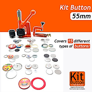 Cardenas - Kit Button Maker Machine - Button Maker Mold, DIY Button Pin Maker Machine - with 100 buttons, Orange, 2 1/8" (55mm)