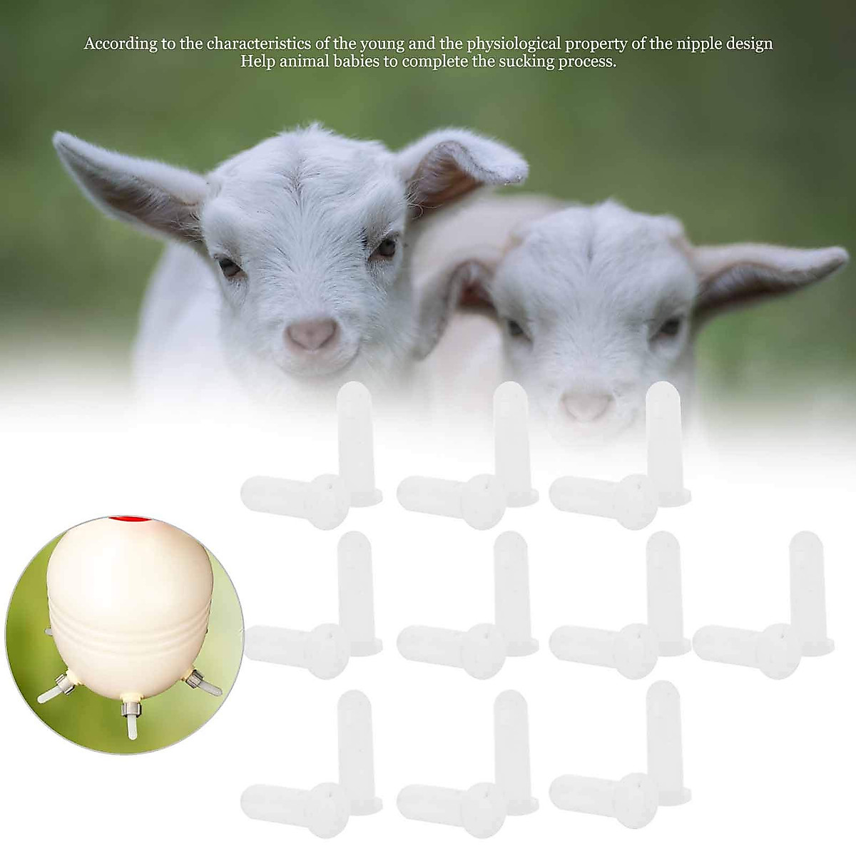10pcs Lamb Feeding Nipple, Goats Sheep Cow Milk Bottle Bucket Nipple Replacement Soft Gel Pacifier