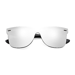 FEISEDY Trendy Rimless Mirrored One Piece Lens Sunglasses Reflective Sun Glasses B4114