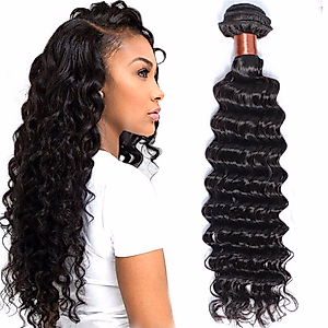 Deep Wave Human Hair Bundles 100% Human Hair 100g/Bundles 20 Inches Double Weft Natural Black Wet and Wavy Raw Remy Unprocessed Brazilian Virgin Hair