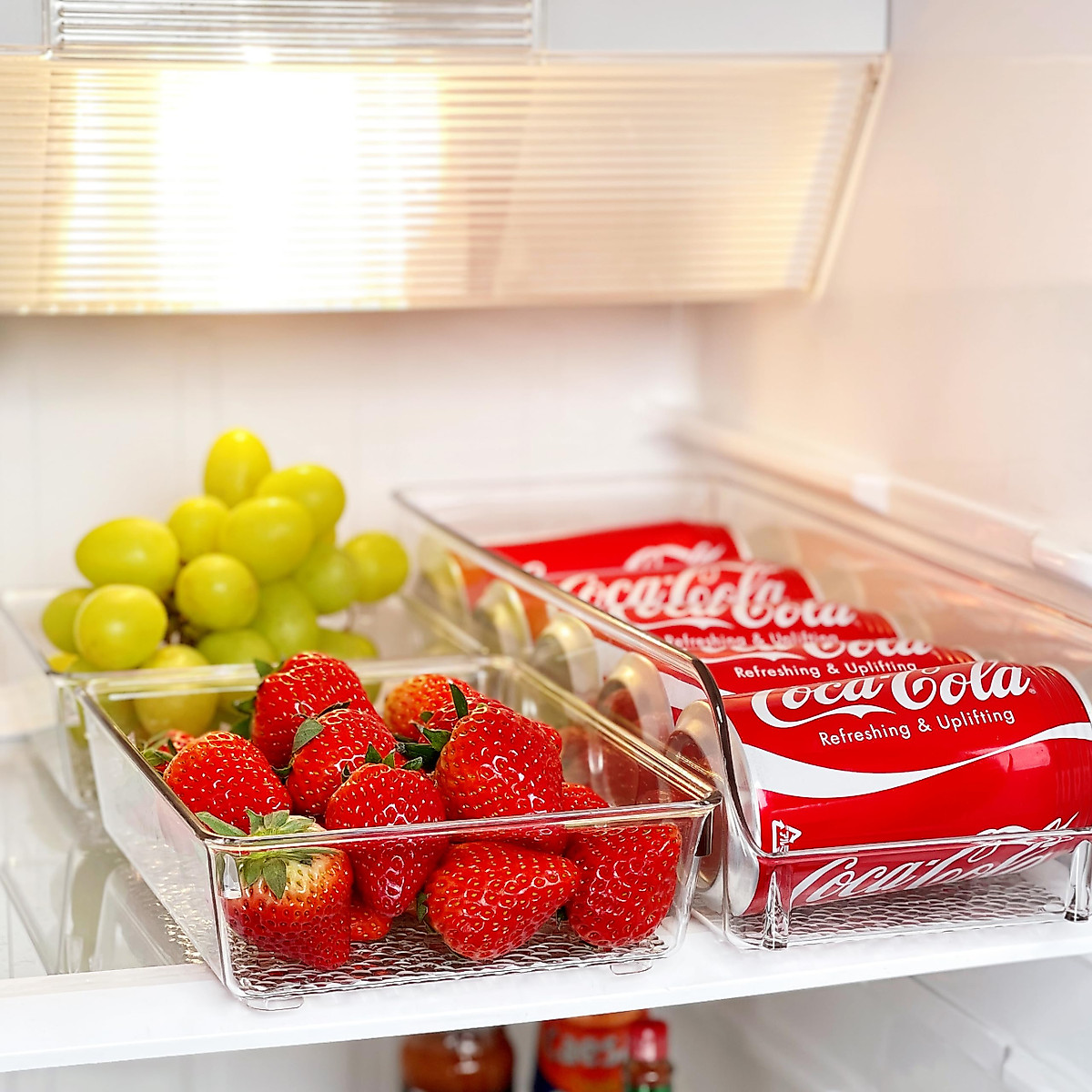 fontal Refrigerator Organizer and Storage Bins -3pcs Clear Plastic Bins For Fridge, Freezer, Kitchen Cabinet, Pantry Organization, BPA Free Fridge Organizer