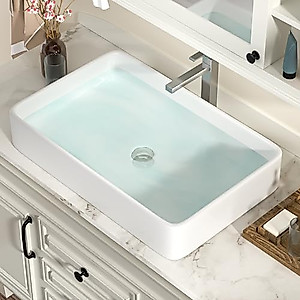 Bathroom Vessel Sink Rectangular - IOROYO 24"x16" Modern Rectangle Vessel Sink Above Counter White Ceramic Porcelain Bathroom Guestroom Lavatory Vanity Vessel Sinks Art Basin