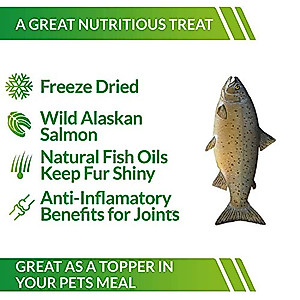 LIFE ESSENTIALS BY CAT-MAN-DOO All Natural Freeze Dried Wild Alaskan Salmon Crunchies Treats for Dogs - Single Ingredient Grain Free Snack with No Additives or Preservatives, - 5 Ounce Bag