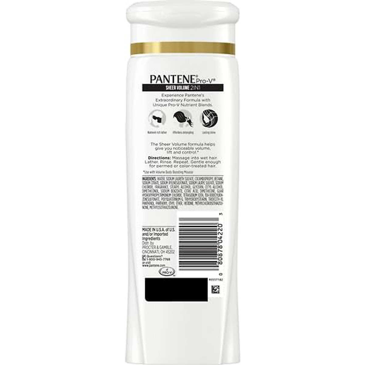 Pantene Pro-V 2 in 1 Shampoo & Conditioner, Sheer Volume with Collagen, 12.6 Ounce
