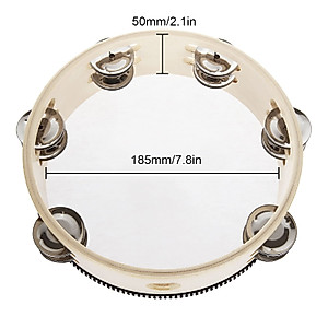 CertBuy 3 Pcs Wooden Handheld Tambourines, 8" Double Rows Jingle Tambourine, Jingles Drum Instrument for Adults, Kids, Party and Games