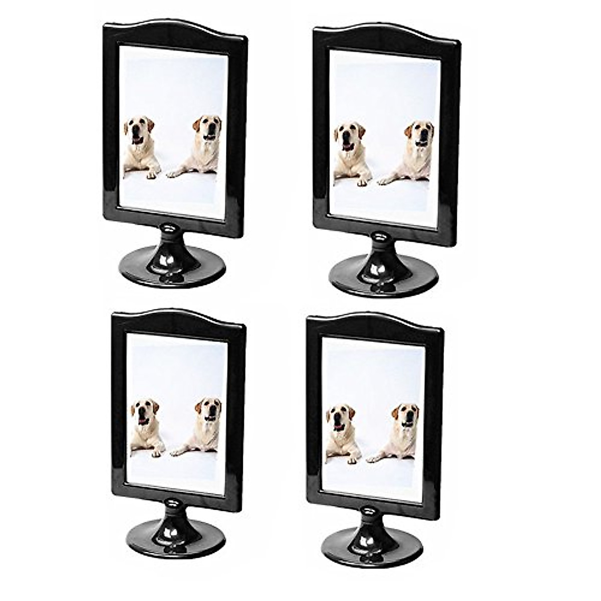 Leoyoubei 4x6 Inch Double Sided Standing Picture Frames, Pack of 4 Black Pedestal Photo Frame with Inserts and Base, 2 Sided Frame for Vertical Display Postcards,Tickets,Family Photo Frame