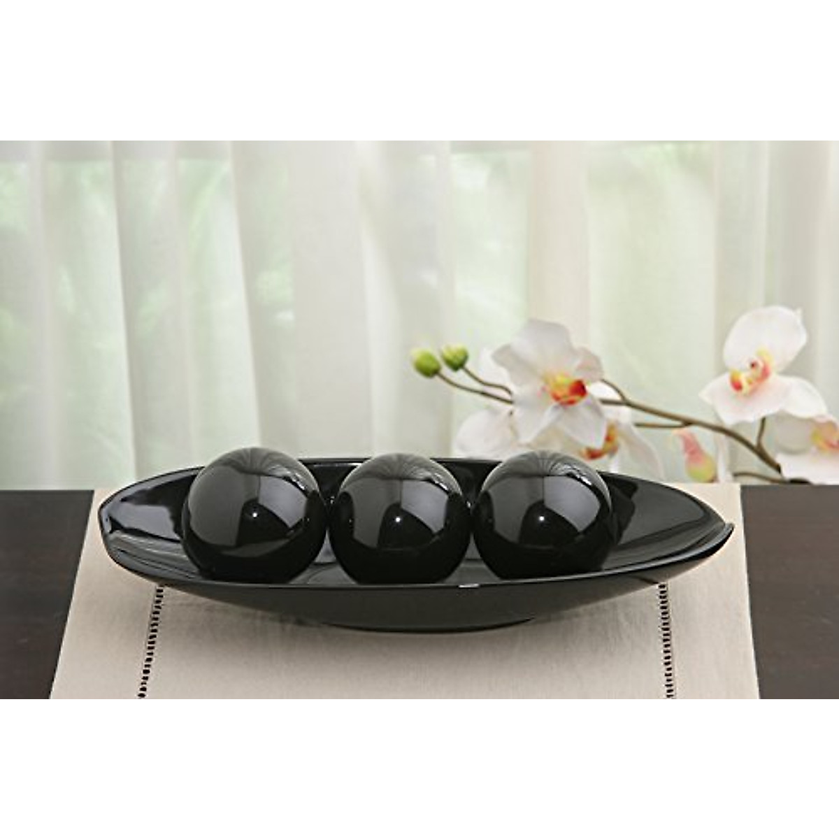 Hosley Decorative Bowl and Orb Set. Ideal Gift for Weddings Special Occasions and for Decorative Centerpiece in Your Living Dining Room (Black)