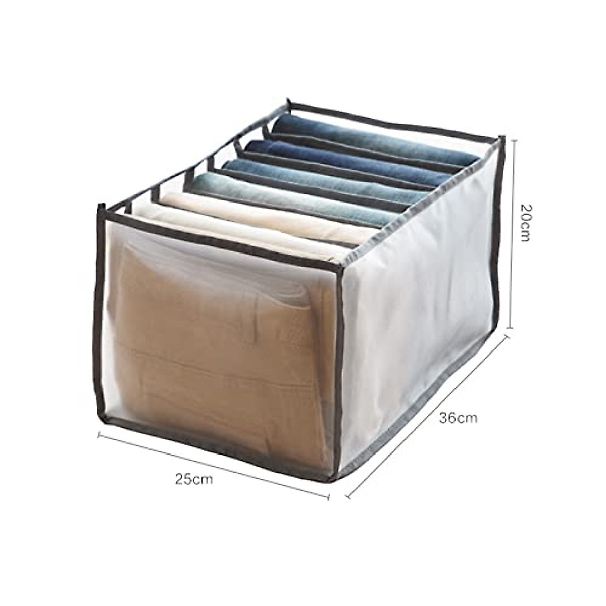 Kaker Washable Wardrobe Clothes Organizer for Closet - 7 Grids Washable Wardrobe Clothes Organizers, New to Large 9 and 12 Compartments (L, 3 PCS Grey)