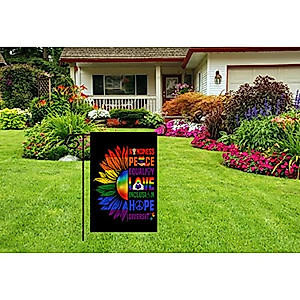 Sunflower Pride Flag Kindness Peace Equality Love Inclusion Hope Diversity Garden Flag 12x18 Vertical Double Sided Be Kind Yard Sign LGBT Community Outdoor Spring Summer Fall Winter Decorations