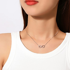 LAVISHE Rhodium Plated 925 Sterling Silver Infinity Necklaces for Women, 18 Inch