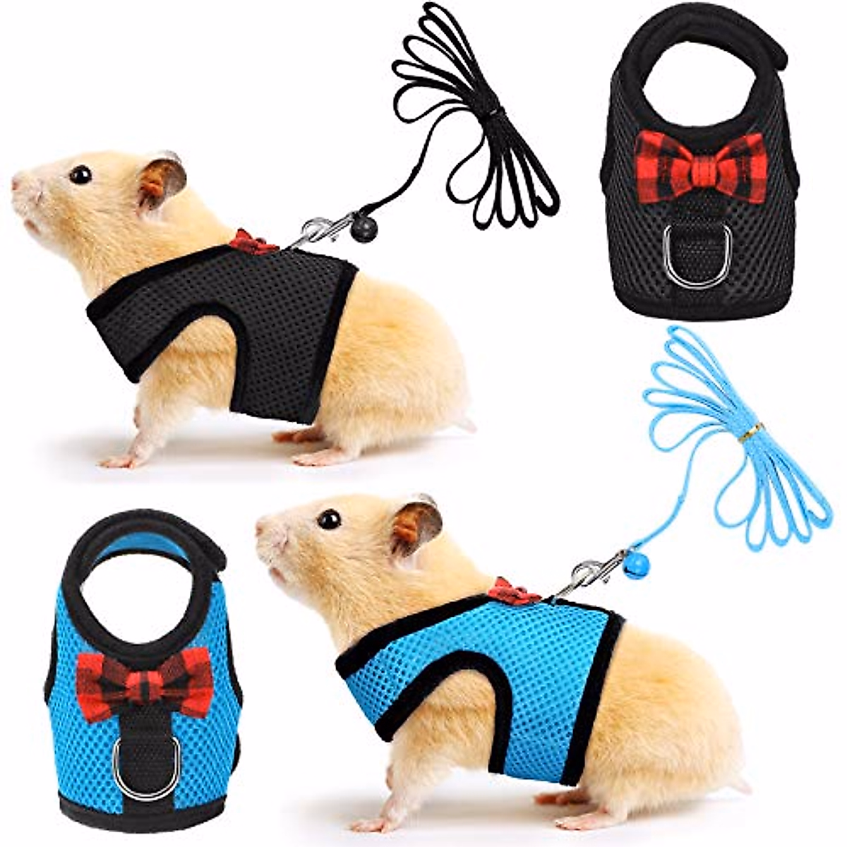 2 Pieces Guinea Pig Clothes Soft Mesh Guinea Pig Harness with Safe Bell, Baby Ferret Harness and Leash Set for Hamster, Baby Ferrets, Rats, Guinea Pig, Chinchilla, Teacup Chihuahua