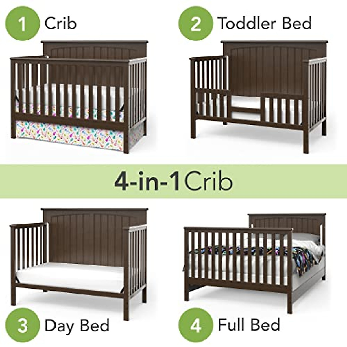 Child Craft Sheldon 4-in-1 Convertible Crib, Slate
