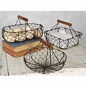 Chicken Wire Baskets in Rust Finish Set of Three